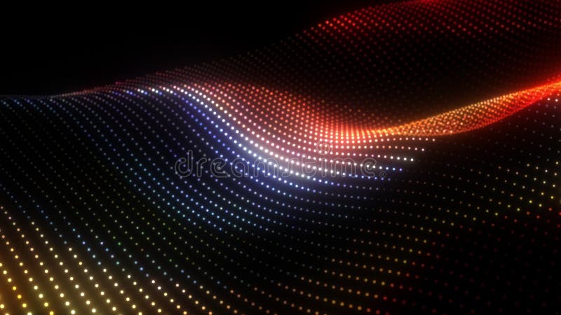Loop of Mesh Glowing Blue Orange Dots Digital Luxurious Sparkling Wave ...