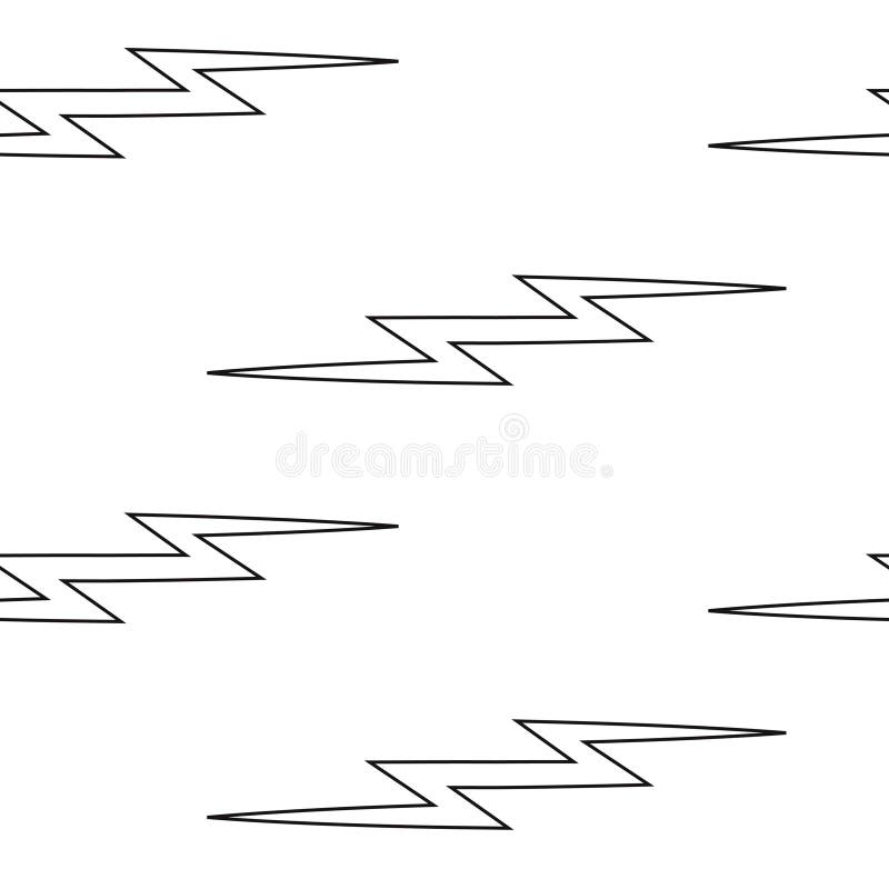 Abstract Seamless Monochrome Pattern with Lightning Shape, Dots, Curved ...