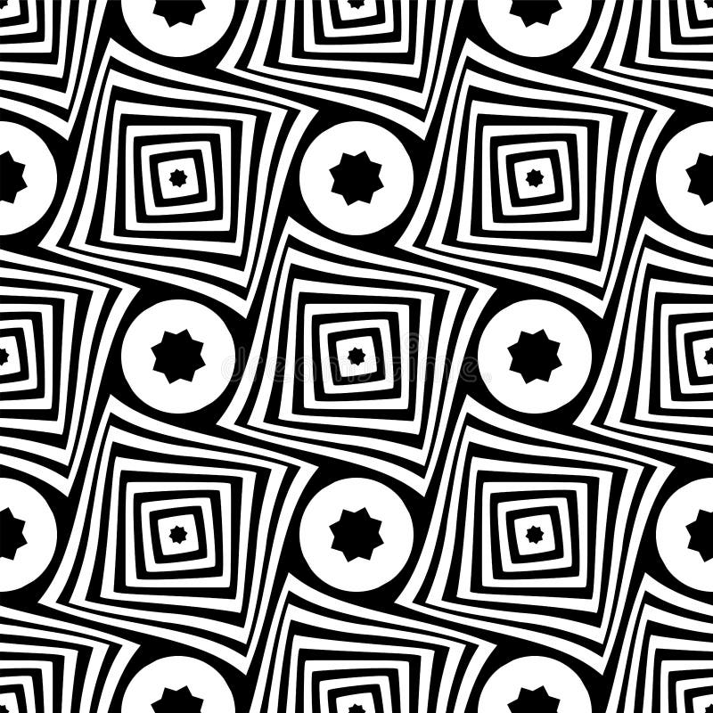Abstract Seamless Op Art Pattern. Twisting Lines Texture Stock Vector ...