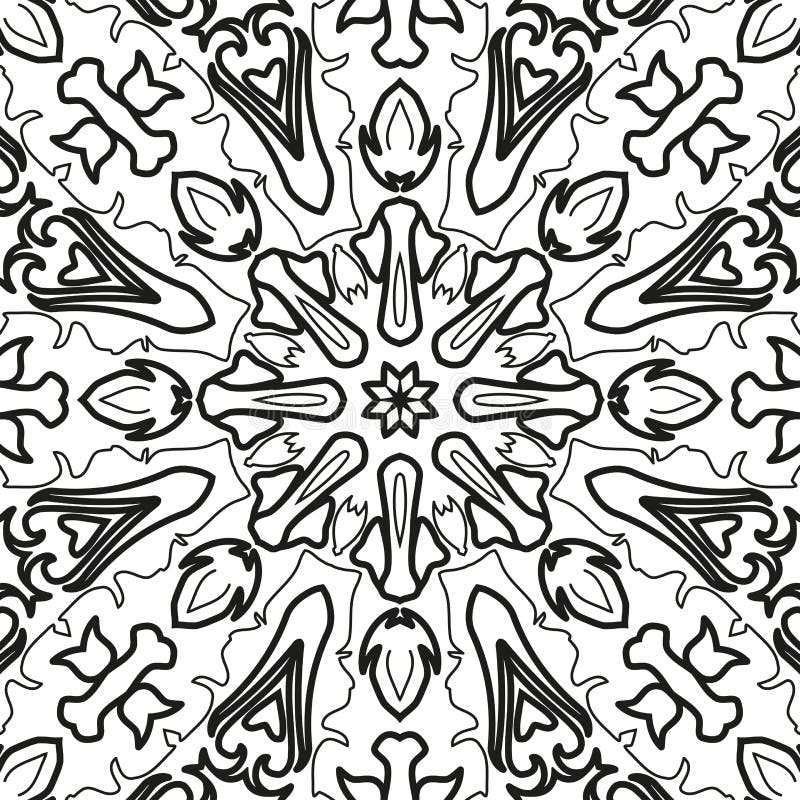 Seamless Outline Floral Pattern Stock Vector - Illustration of circle ...