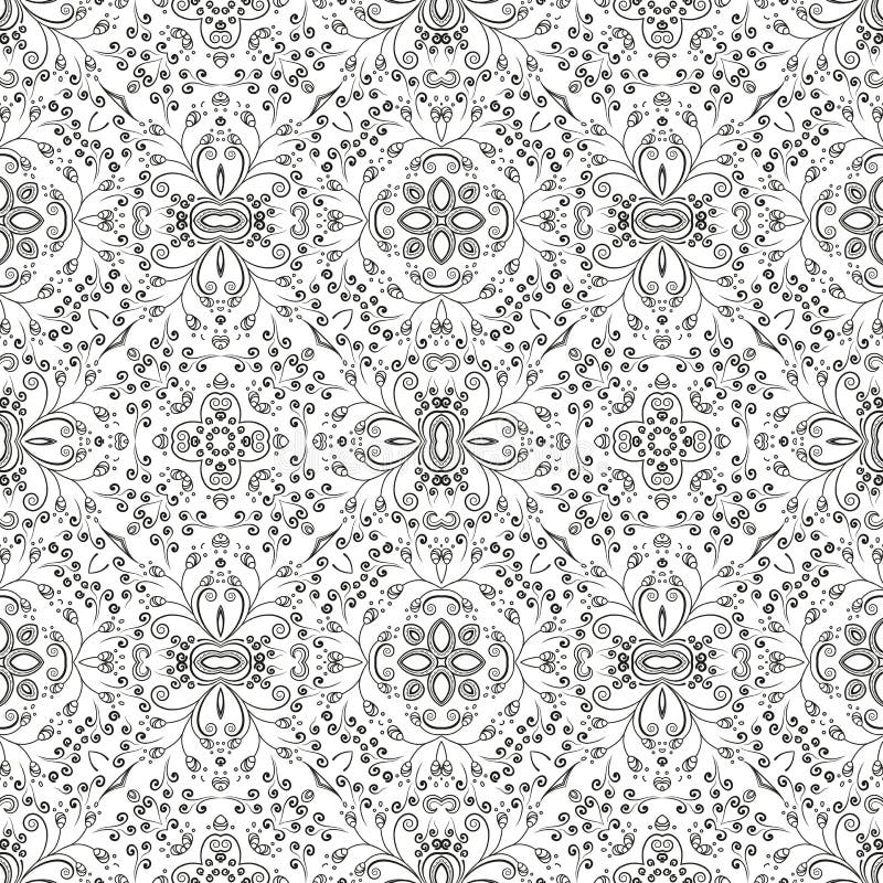 Seamless Outline Floral Pattern Stock Vector - Illustration of flourish ...