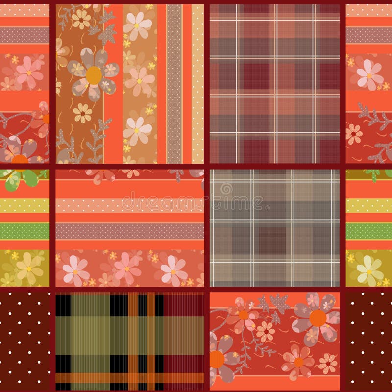 Abstract Seamless Patchwork Checkered Plaid Textile Design Pattern ...