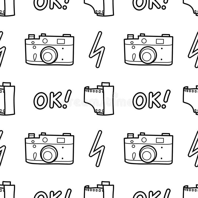 Abstract Seamless Pattern in 90s Style Outline Stock Vector ...