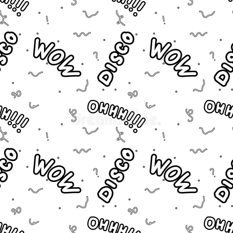 Abstract Seamless Pattern in 90s Style Outline Stock Vector ...