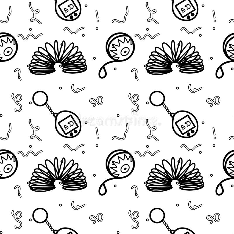 Abstract Seamless Pattern in 90s Style Outline Stock Vector ...