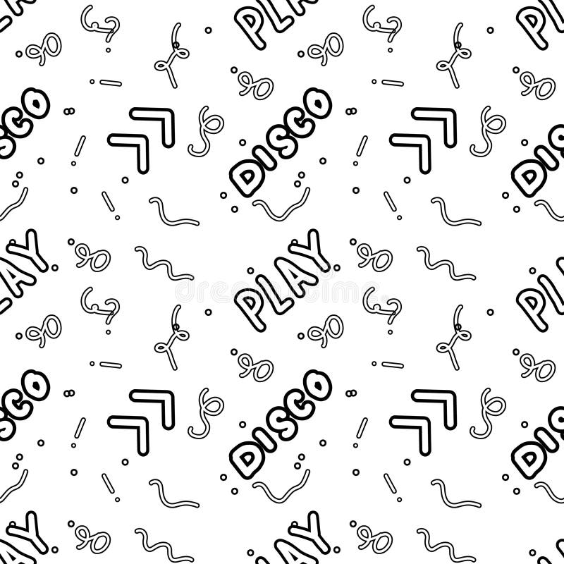 Abstract Seamless Pattern in 90s Style Outline Stock Vector ...