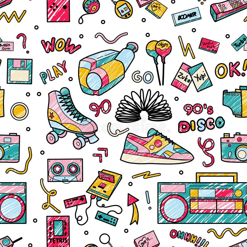 Abstract Seamless Pattern in 90s Style Vector Stock Vector ...