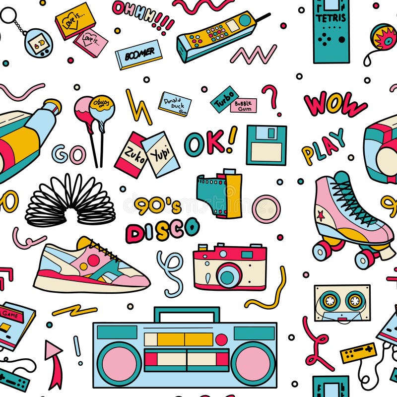 Abstract Seamless Pattern in 90s Style Vector Stock Vector ...