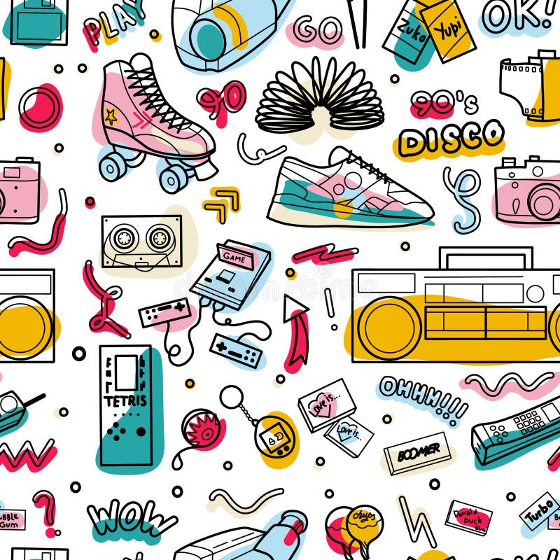 Abstract Seamless Pattern in 90s Style Vector Stock Vector ...