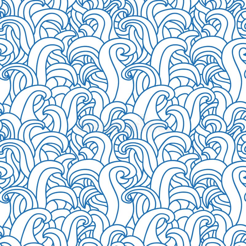 Abstract Seamless Pattern with Abstract Doodle Waves. Stock Vector ...