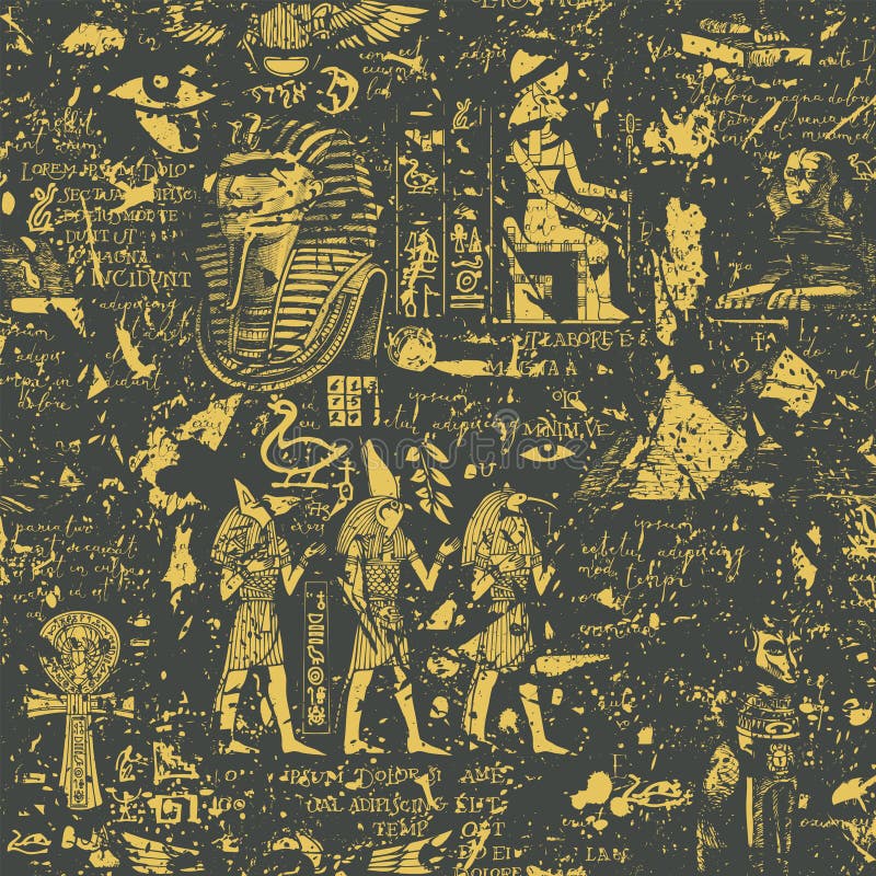 Vector Seamless Pattern on the Ancient Egypt Theme Stock Vector ...
