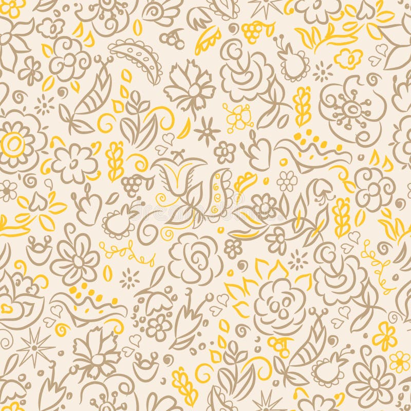 Abstract Seamless Pattern with Beautiful Yellow Floral Background Stock ...