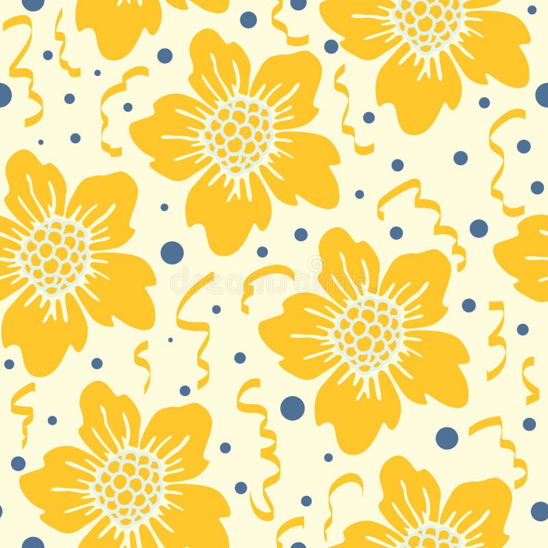 Abstract Seamless Pattern with Beautiful Yellow Floral Background Stock ...