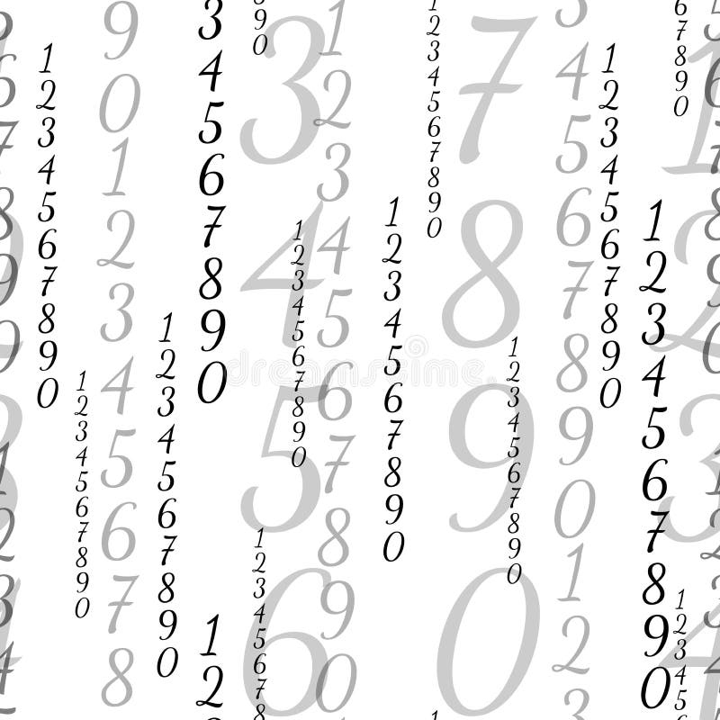 Abstract Seamless Pattern with Black Numbers on White Background Stock ...