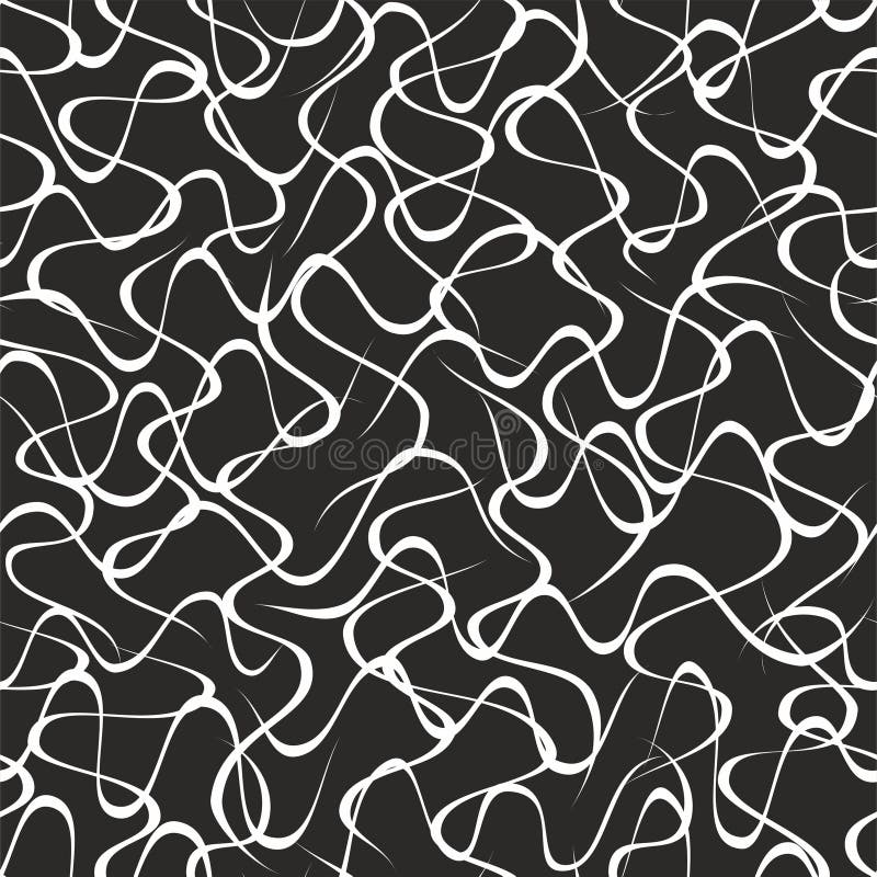 Abstract Seamless Pattern. Black and White Curl Line Background. Ector ...