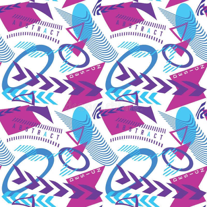Abstract Seamless Pattern with Blue and Red Violet Curved Shapes ...