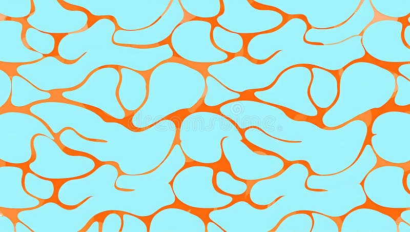 Abstract Seamless Pattern Bright Orange and Light Blue Organic Shapes ...