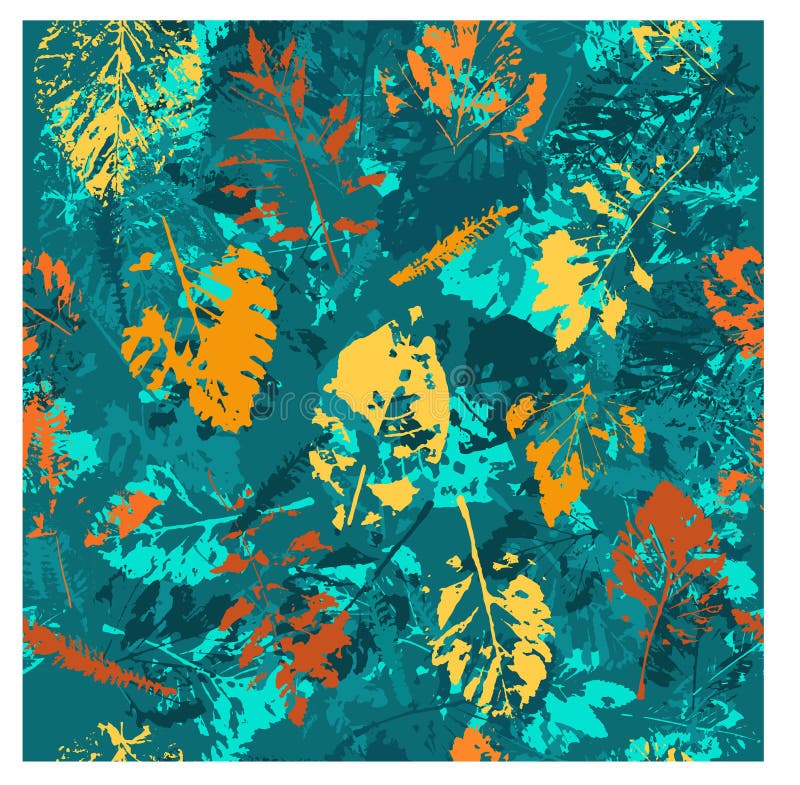 Abstract Seamless Pattern with Bright Tropical Leaves and Plants Stock ...