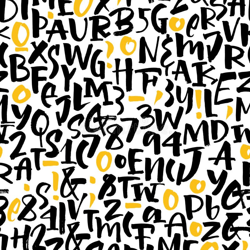 Scattered Hand Drawn Alphabet Letters Pattern Stock Vector ...