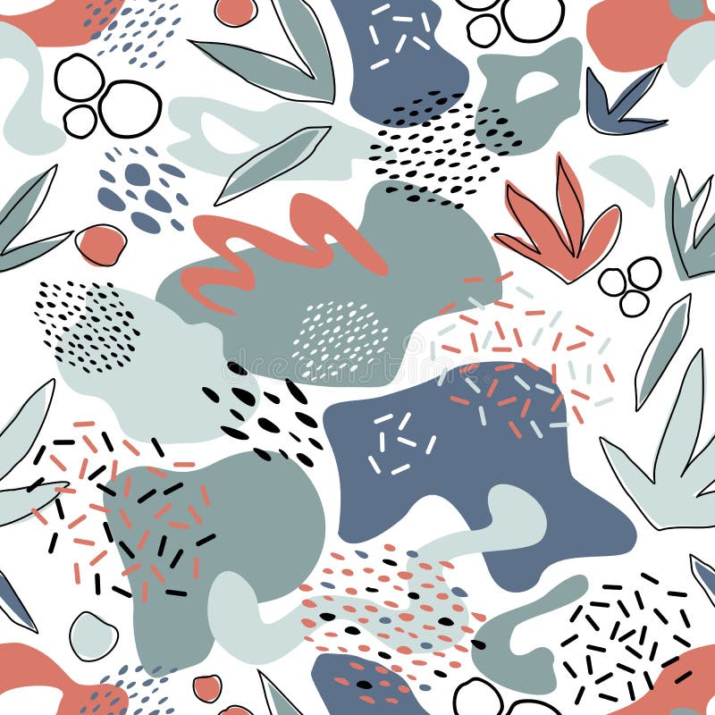 Abstract Cute Seamless Pattern with Chaotic Painted Hearts. Valentine`s ...