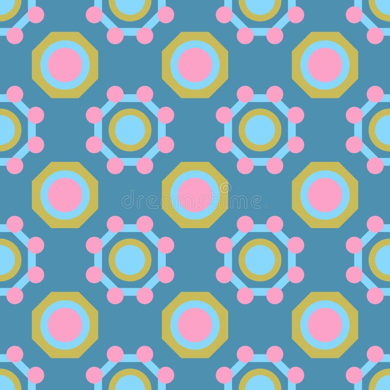 Abstract Seamless Pattern with Circles and Octagons. Colorful Vector ...