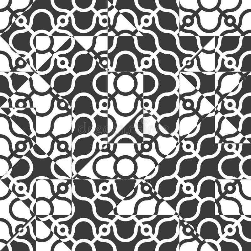 Abstract Seamless Pattern of Circles and Wavy Lines. Stock Vector ...