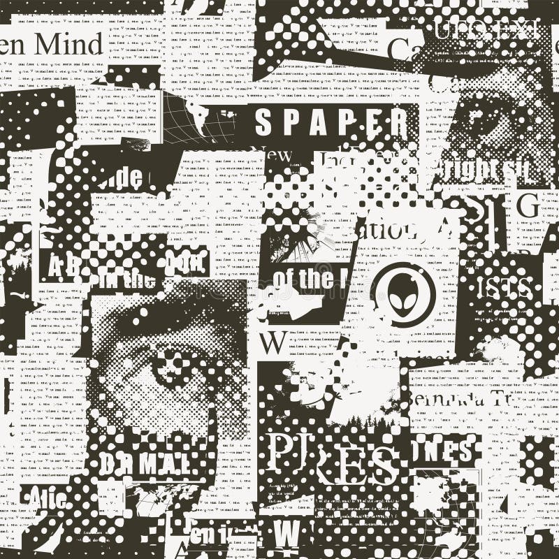 Abstract Seamless Pattern on a Newspaper Theme Stock Vector ...