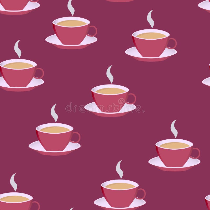 Abstract Seamless Pattern with Color Cups. Kitchen Doodle Background ...