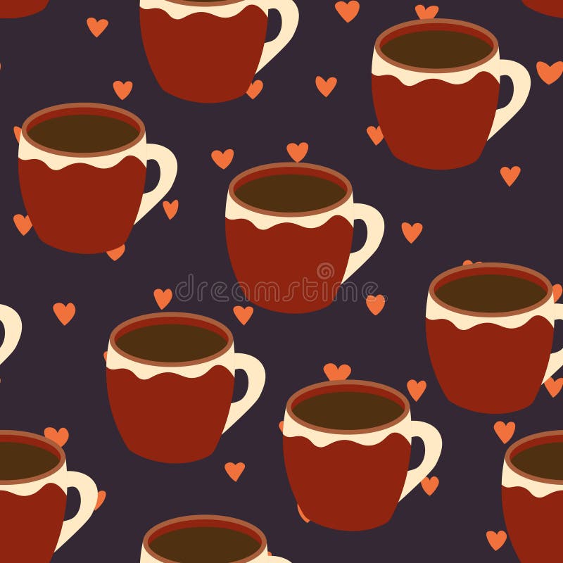 Abstract Seamless Pattern with Color Cups. Kitchen Doodle Background ...