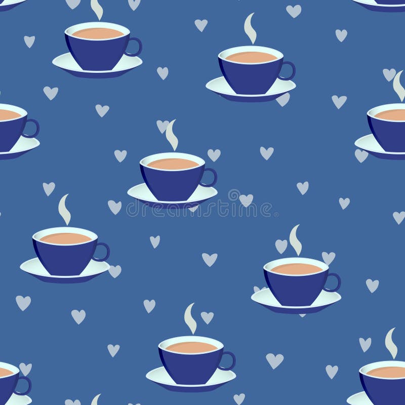 Abstract Seamless Pattern with Color Cups. Kitchen Doodle Background ...