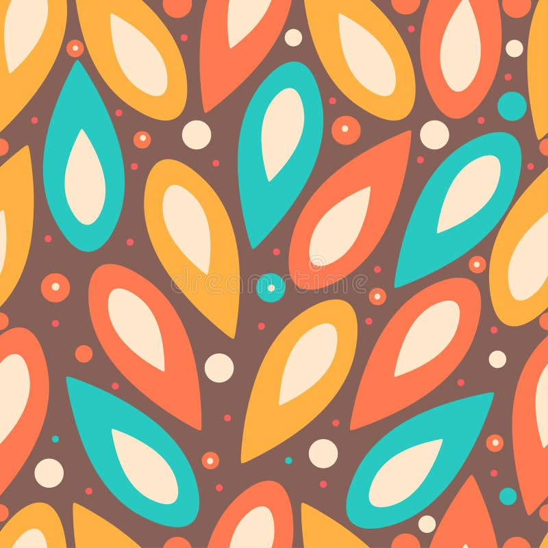 Abstract Seamless Pattern. Colorful Leaves and Dots Stock Vector ...