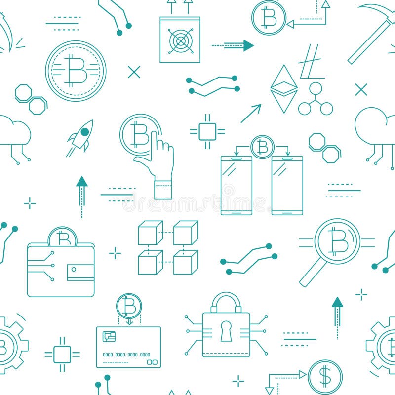 Seamless Pattern with Crypto Curency Related Elements. Stock Vector ...