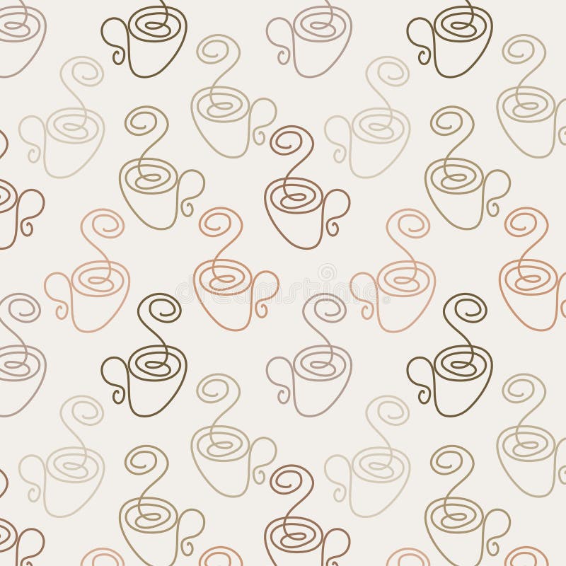Abstract Seamless Pattern of Cups in a Minimalistic Line Art Style in ...