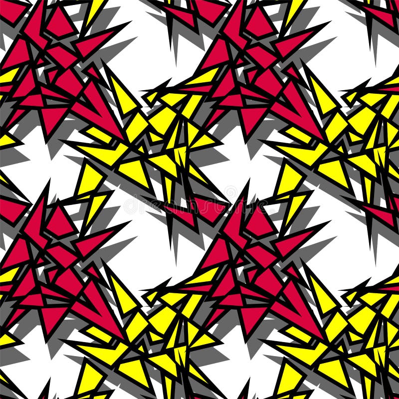 Abstract Seamless Pattern with Curved Chaotic Geometry Triangle ...
