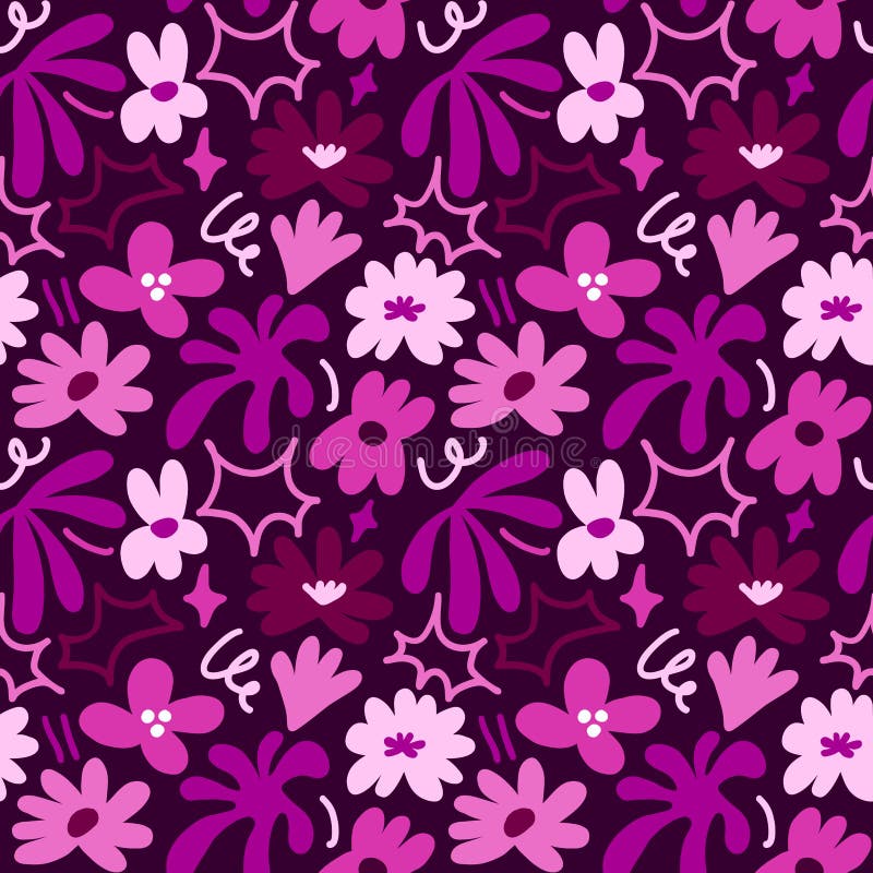 Abstract Seamless Pattern with Cute Hand Drawn Meadow Flowers. Stylish ...