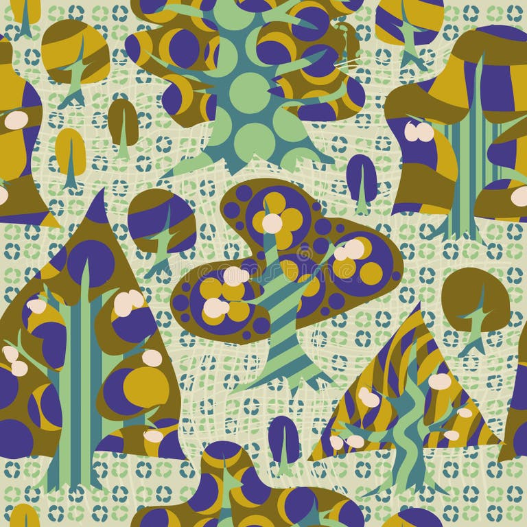 Abstract Seamless Pattern of Dark Green Trees Stock Vector ...
