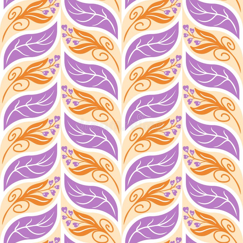 Abstract Seamless Pattern Ear, Flowers, and Leaves in a Flat Design ...