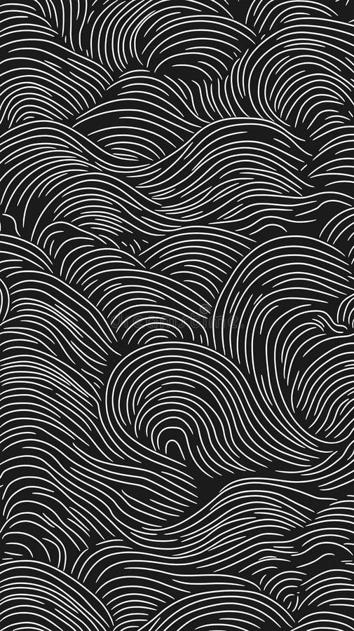 Abstract Flowing Line Pattern in Black and White Creates a Dynamic ...