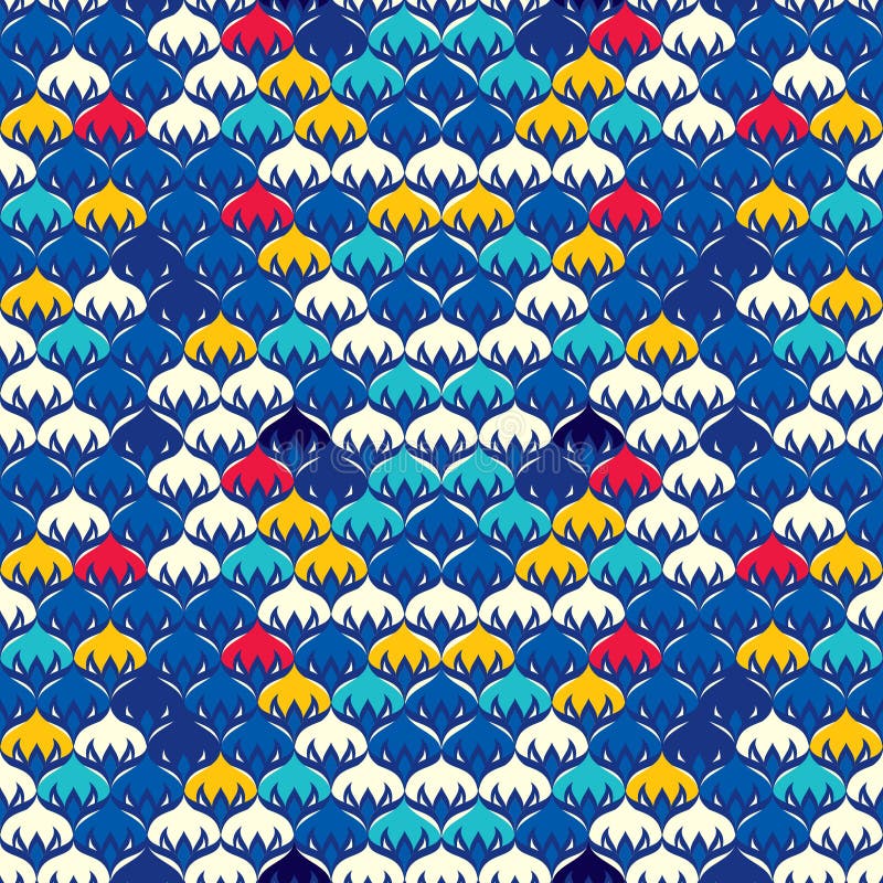 Abstract Seamless Pattern with Floral Motifs. Simple Geometric Shapes ...