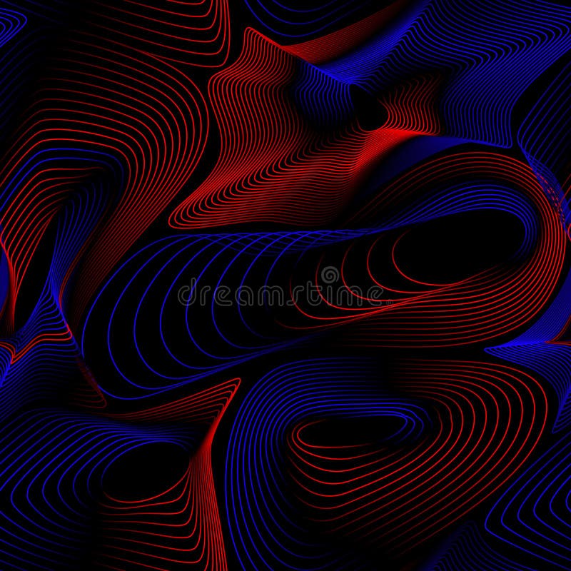 Abstract Seamless Pattern with Fluid, Wavy Contour Lines in Red and ...