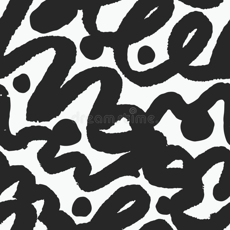 Abstract Seamless Pattern with Freehand Brushstroke Curves. Endless ...