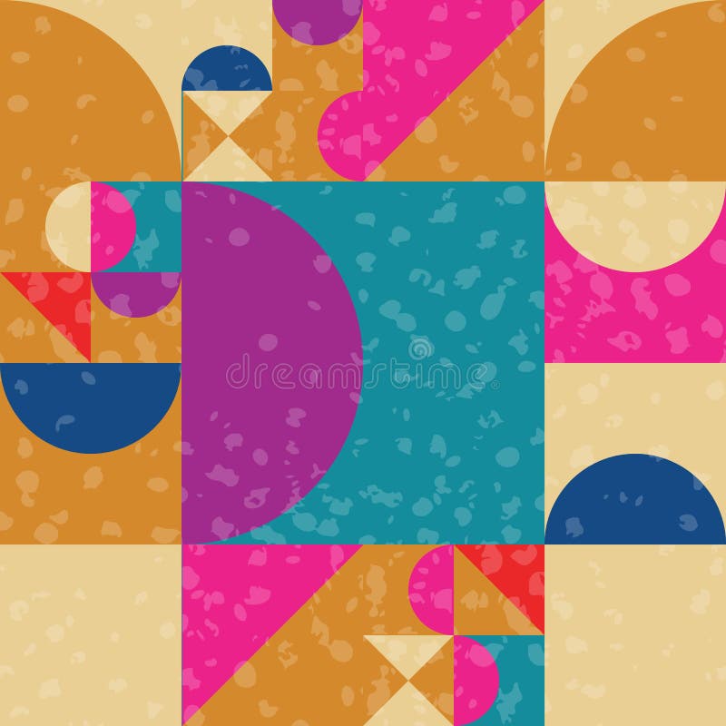 Abstract Seamless Pattern with Geometric Shapes. Squares Triangles and ...