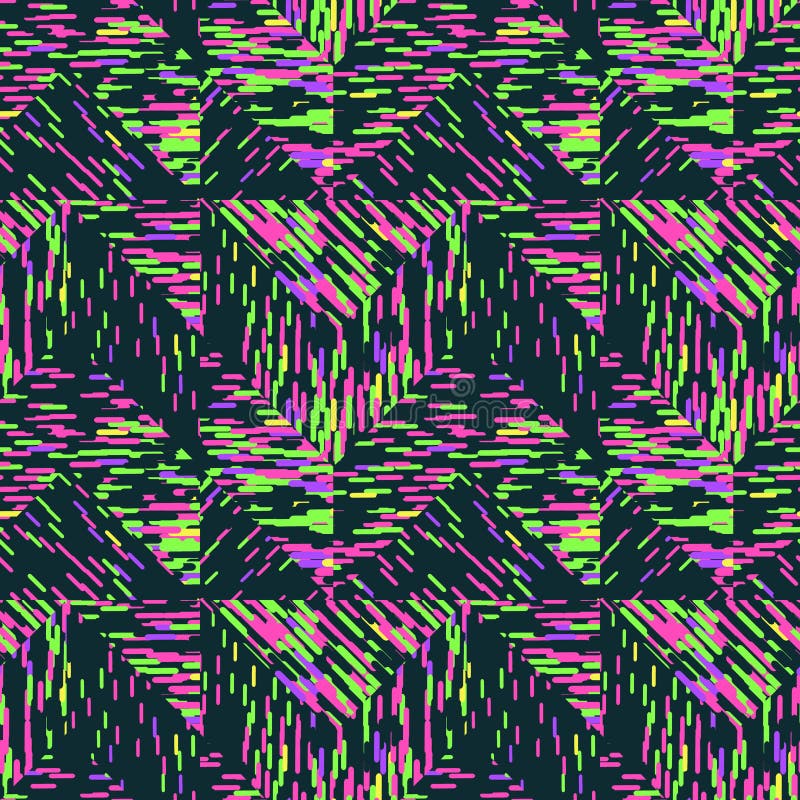 Abstract Seamless Pattern of Geometric Shapes with Texture. Optical ...