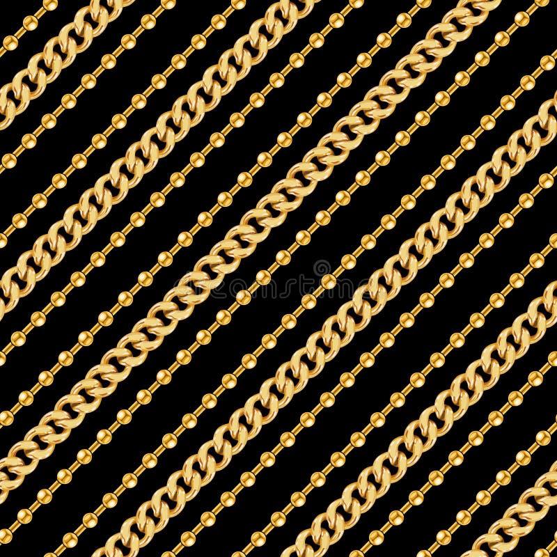 Abstract Seamless Pattern with Gold Chains on Black Background for ...