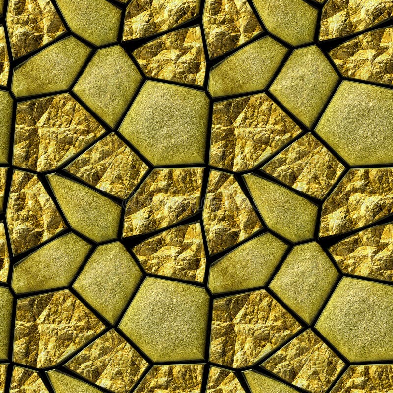 Abstract Seamless Pattern of Gold Grained Stones and Glowing Crystals ...
