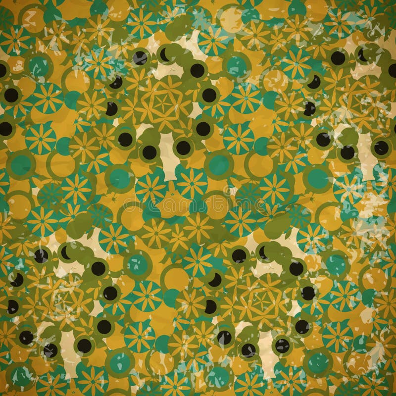 Abstract Seamless Pattern of Green and Blue Flowers on a Faded Stock ...
