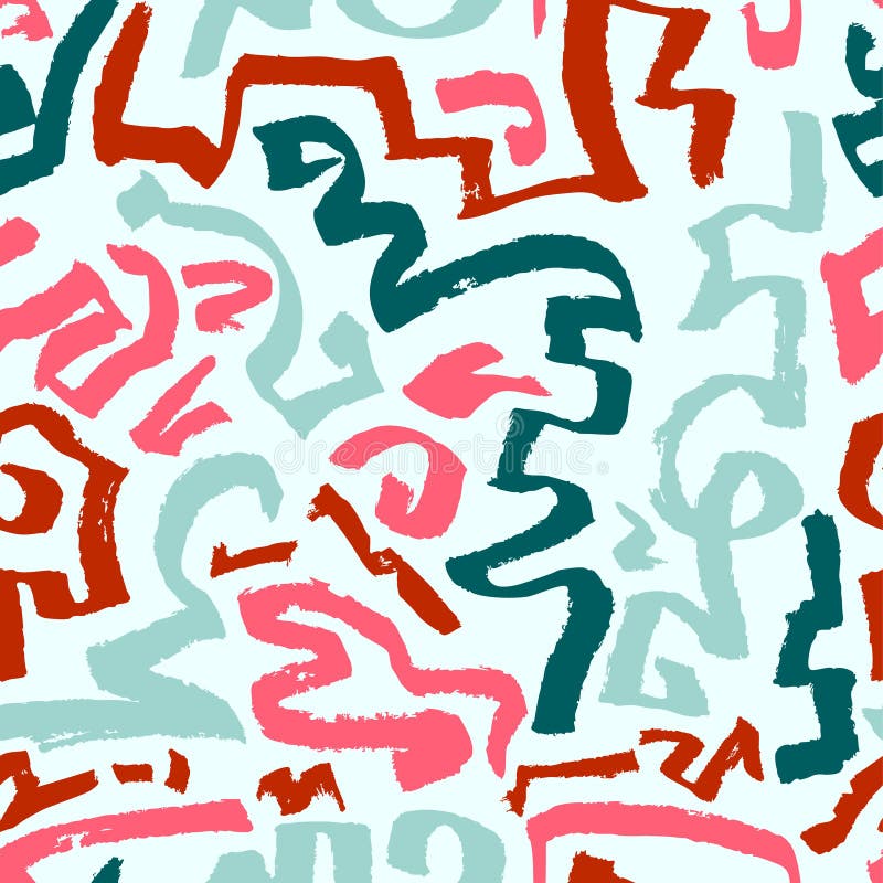 Abstract Seamless Pattern. Hand Drawn Artistic Ink Curves Stock Vector ...