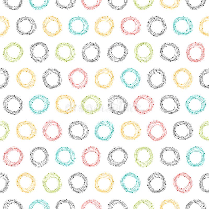 Abstract Seamless Pattern with Hand Drawn Circles Stock Vector ...