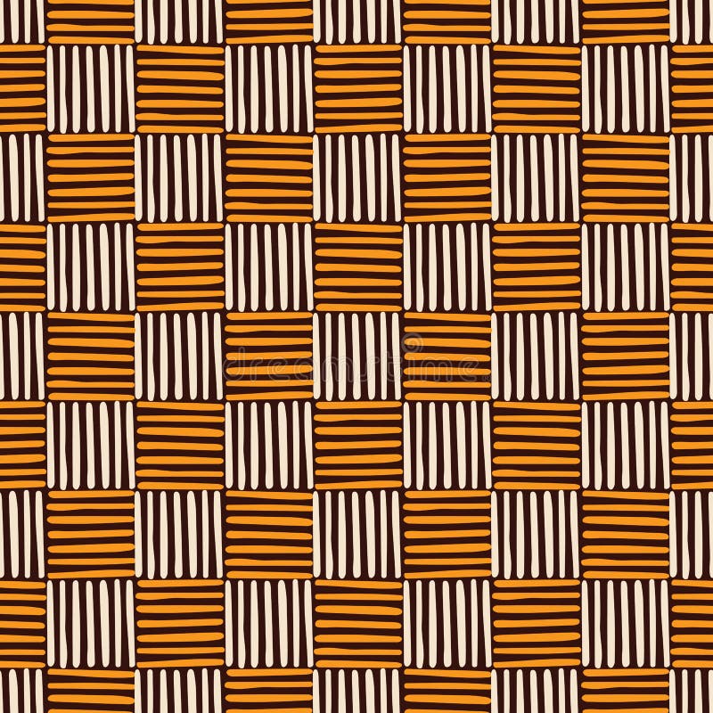 Abstract Seamless Pattern of Hand Drawn Striped Squares. Color Vector ...
