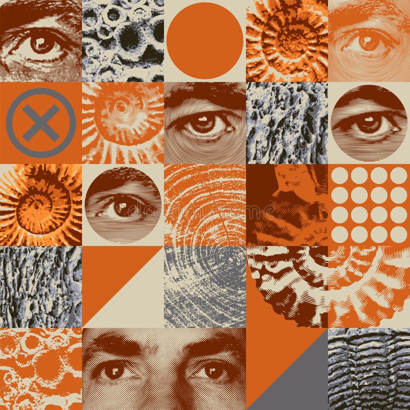 Abstract Seamless Pattern with Human Eyes and Sea Shells Stock Vector ...